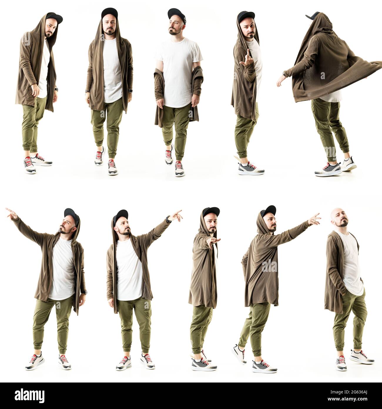 Collection of stylish males wearing hooded cardigan with many different ...