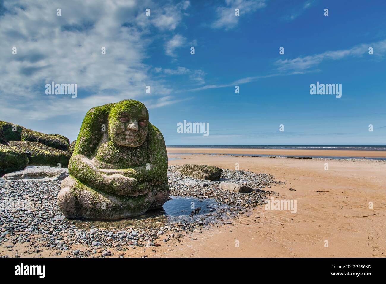 This sculpture is known as The Ogre located on the beach at Cleveleys ...
