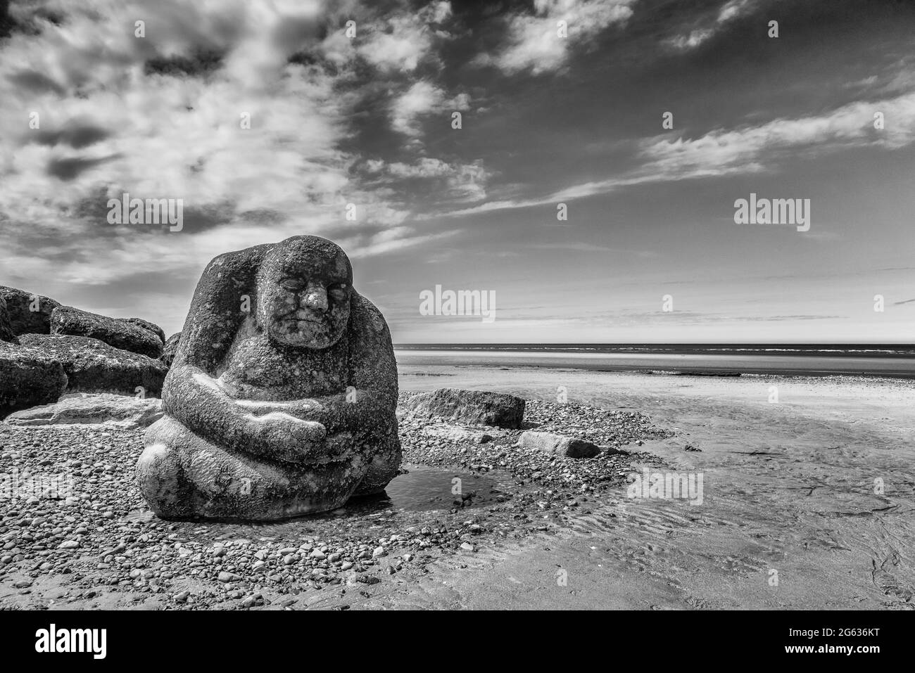 This sculpture is known as The Ogre located on the beach at Cleveleys ...