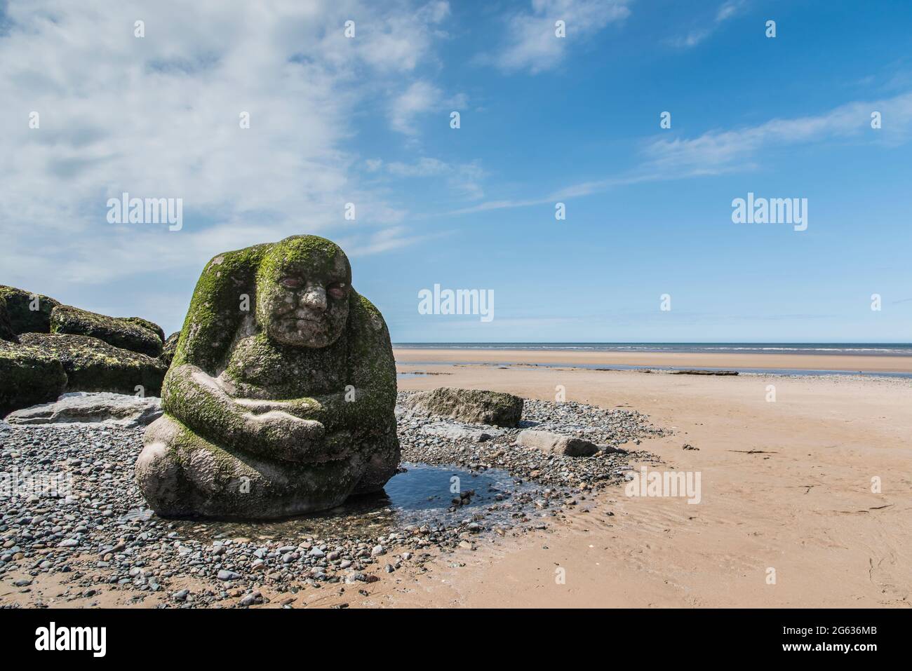 This sculpture is known as The Ogre located on the beach at Cleveleys ...