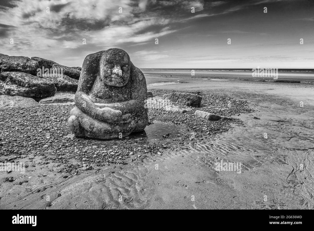 This sculpture is known as The Ogre located on the beach at Cleveleys ...