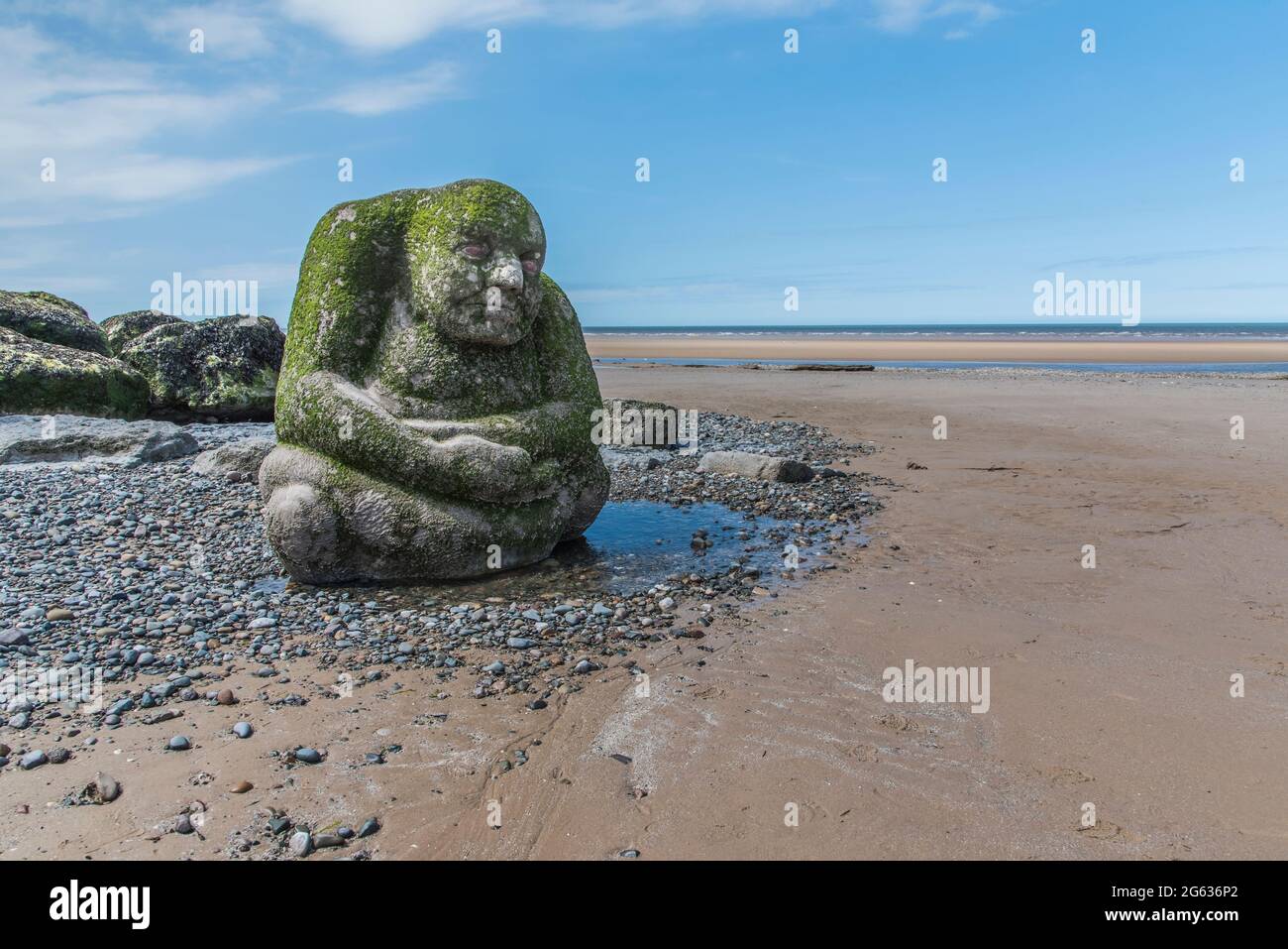 This sculpture is known as The Ogre located on the beach at Cleveleys ...