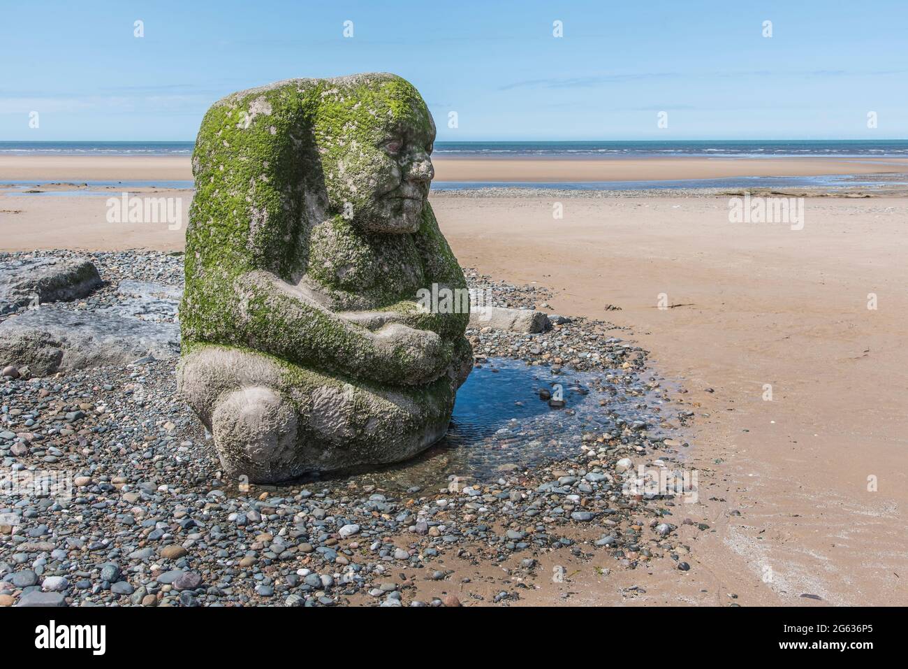This sculpture is known as The Ogre located on the beach at Cleveleys ...