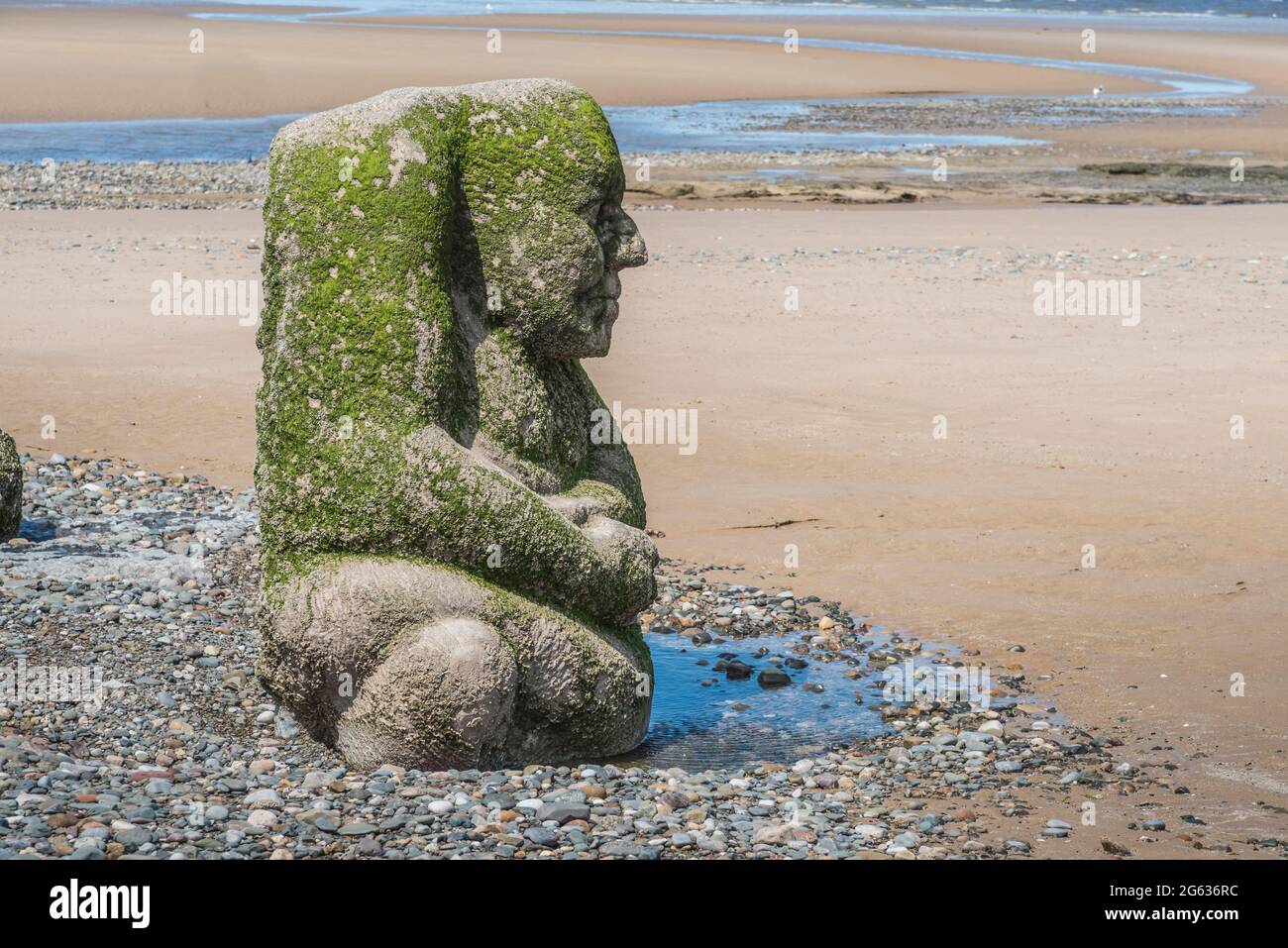 This sculpture is known as The Ogre located on the beach at Cleveleys ...