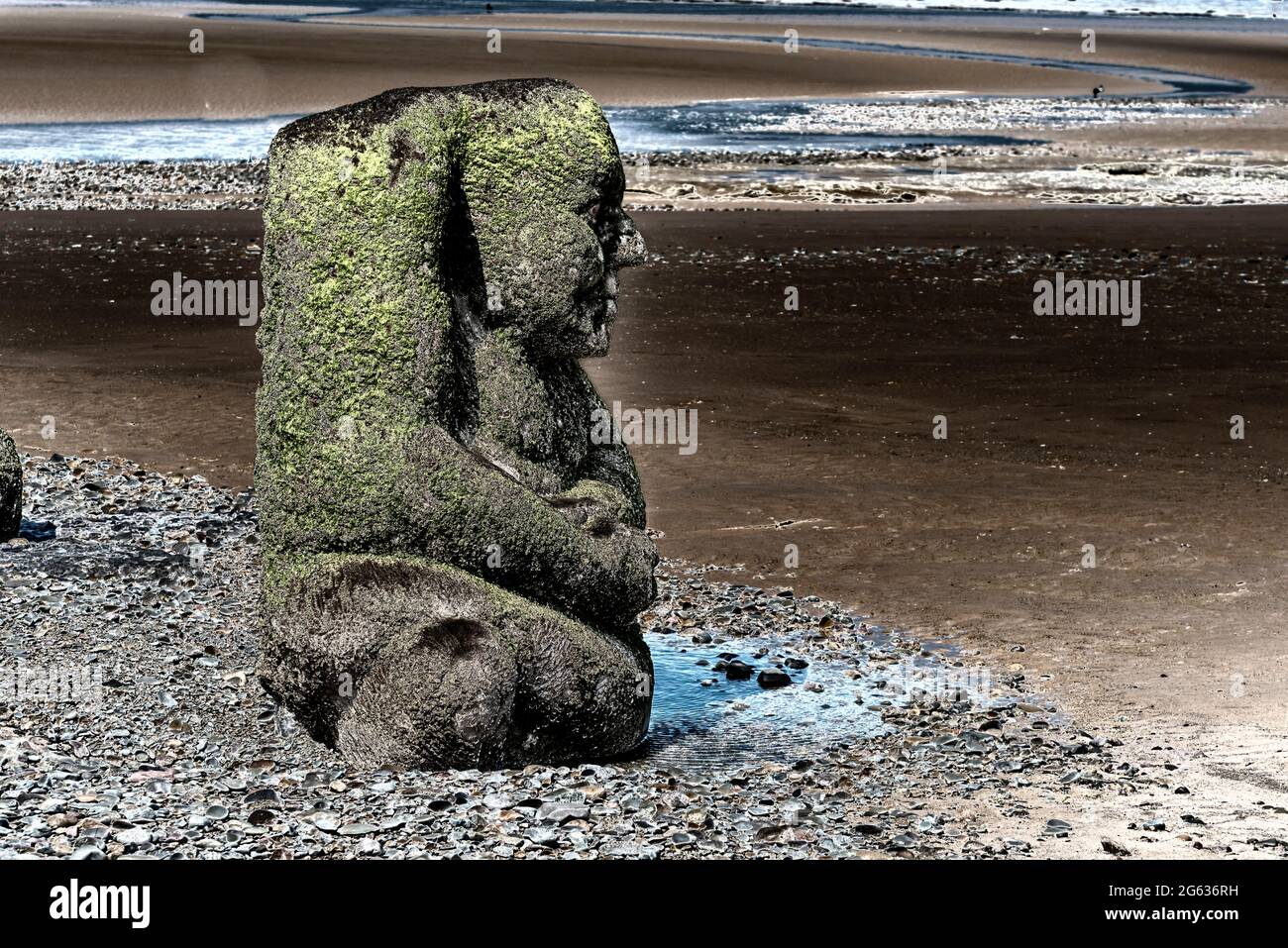 This sculpture is known as The Ogre located on the beach at Cleveleys ...