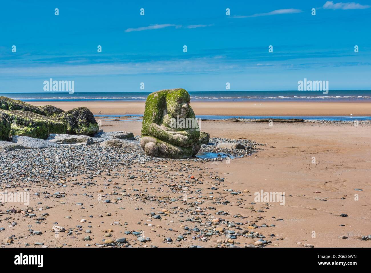 This sculpture is known as The Ogre located on the beach at Cleveleys ...