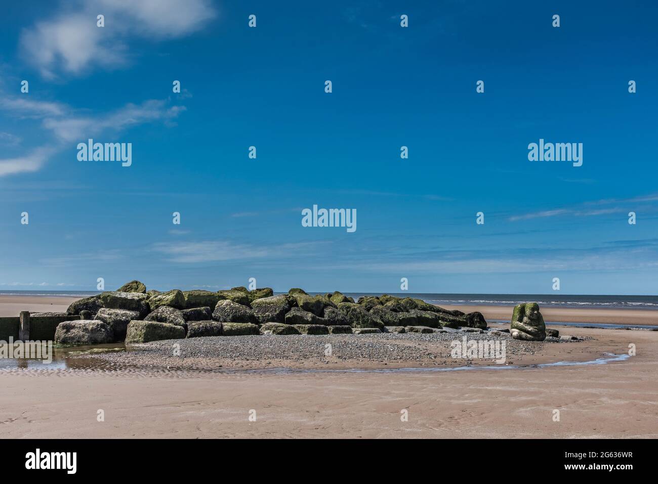 This sculpture is known as The Ogre located on the beach at Cleveleys ...