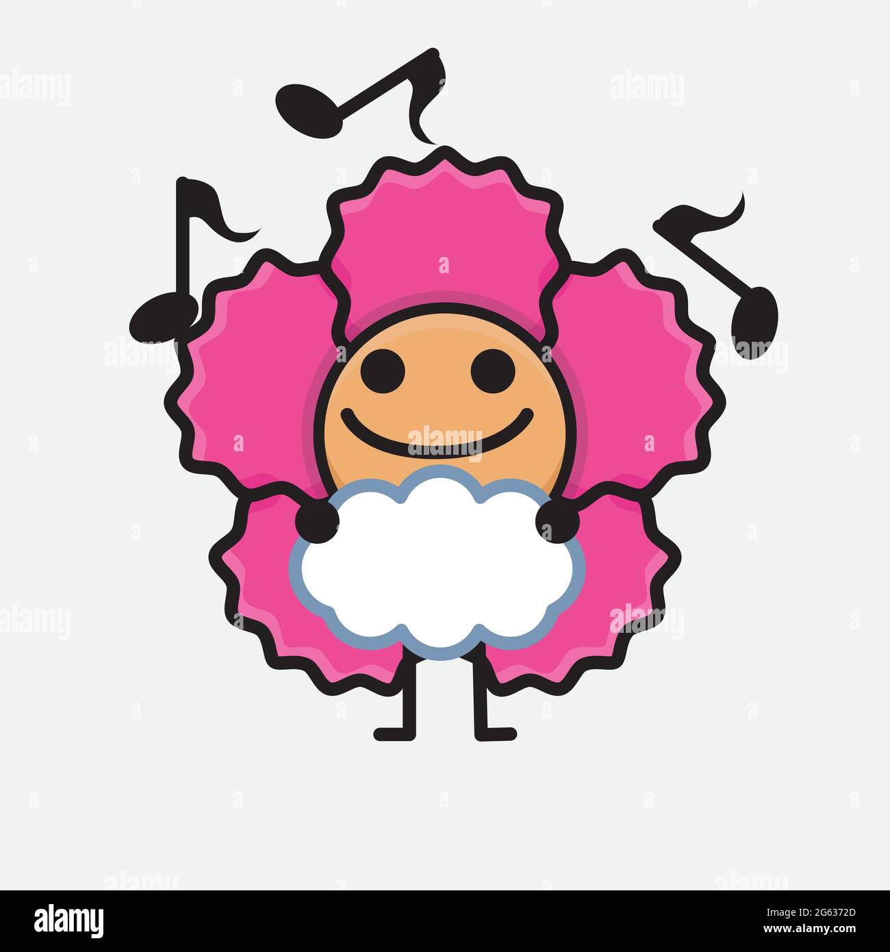 Vector Illustration of Flower Character with cute face, simple hands ...