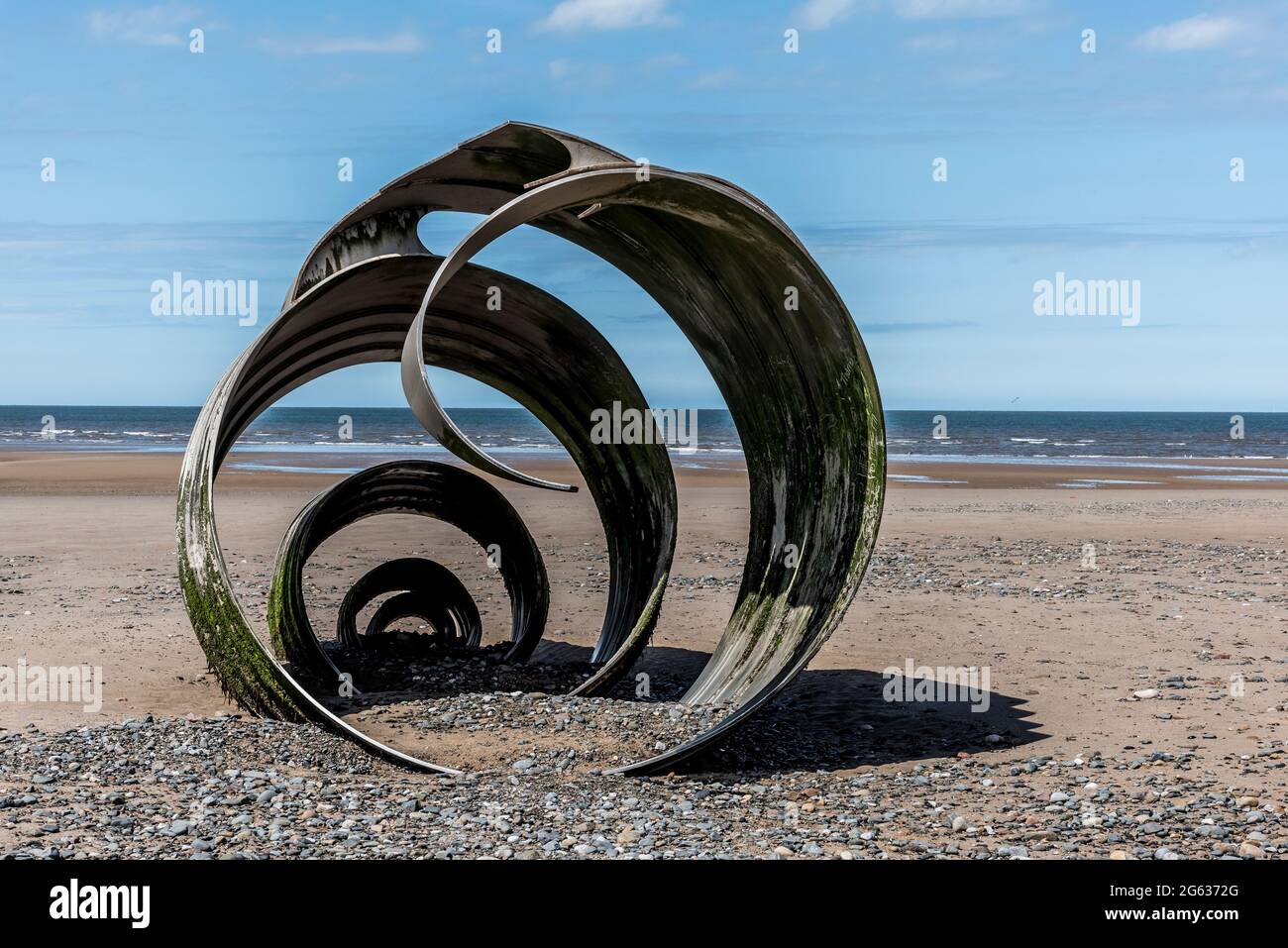 This sculpture is known as Mary's Shell located on Rossall Beach at the ...