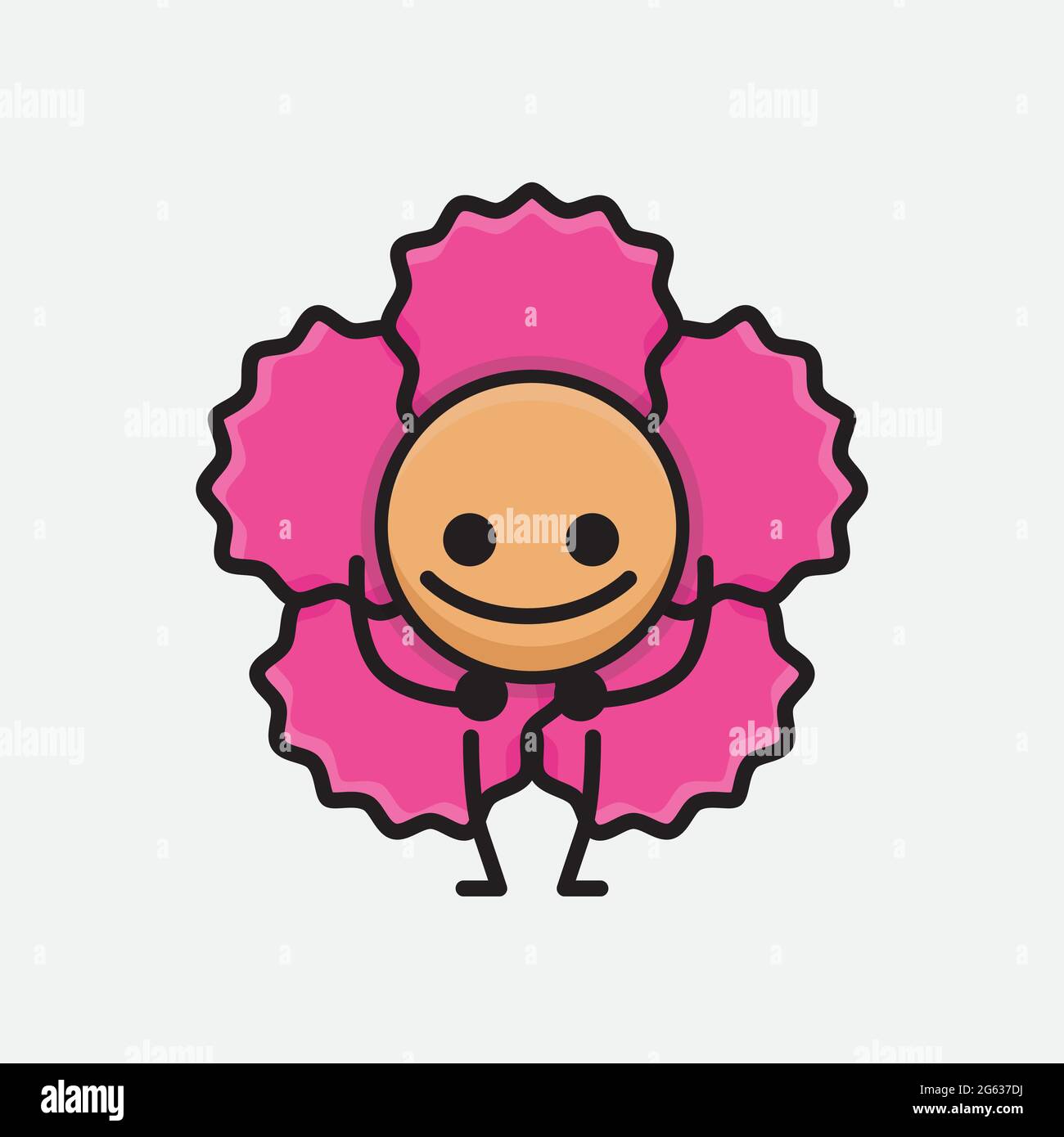 Vector Illustration of Flower Character with cute face, simple hands ...