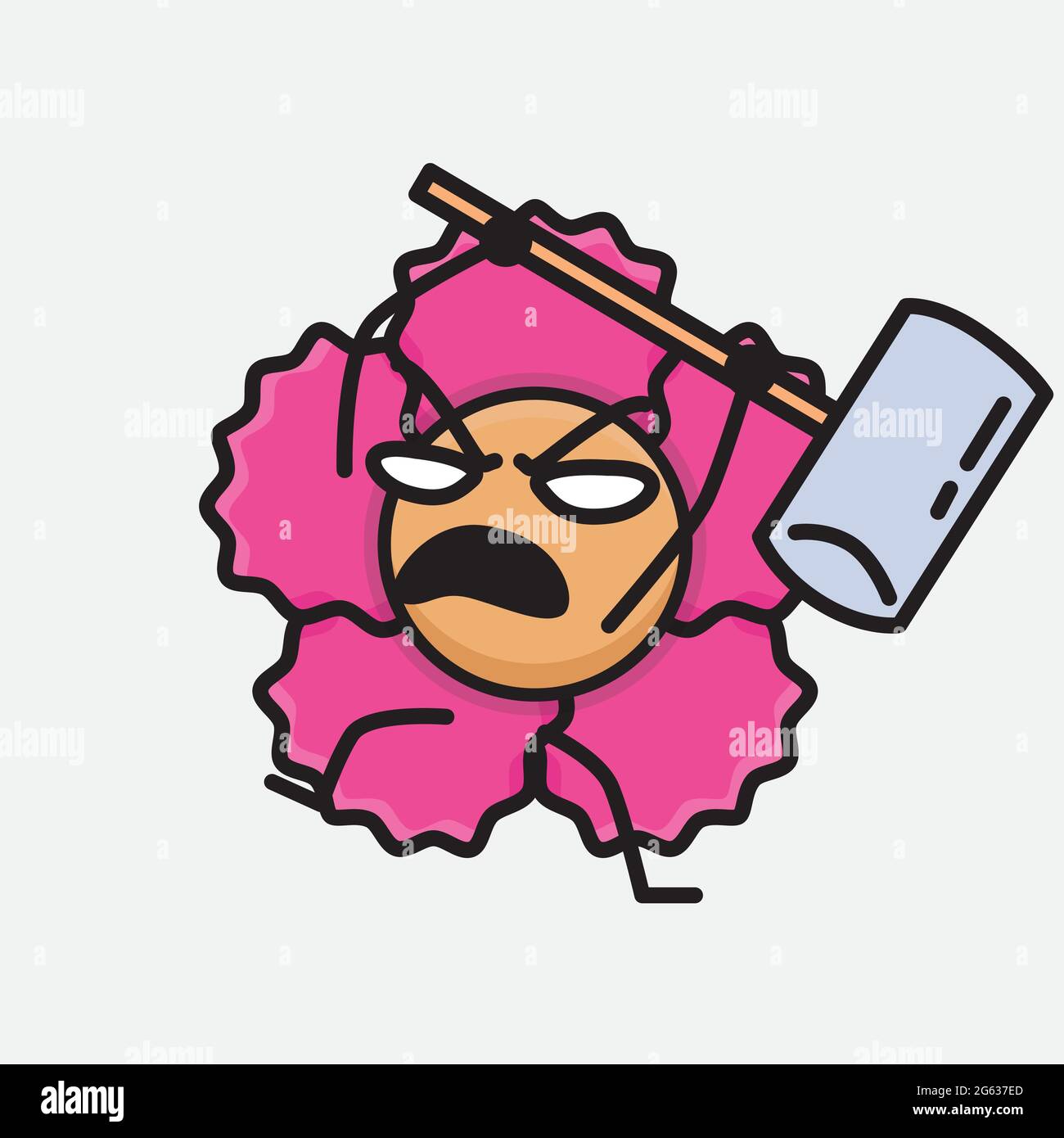 Vector Illustration of Flower Character with cute face, simple hands ...