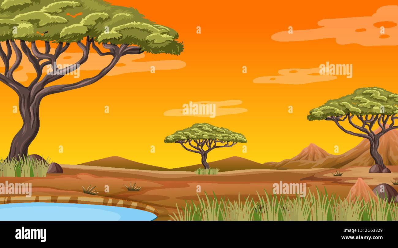 African forest landscape background illustration Stock Vector Image ...