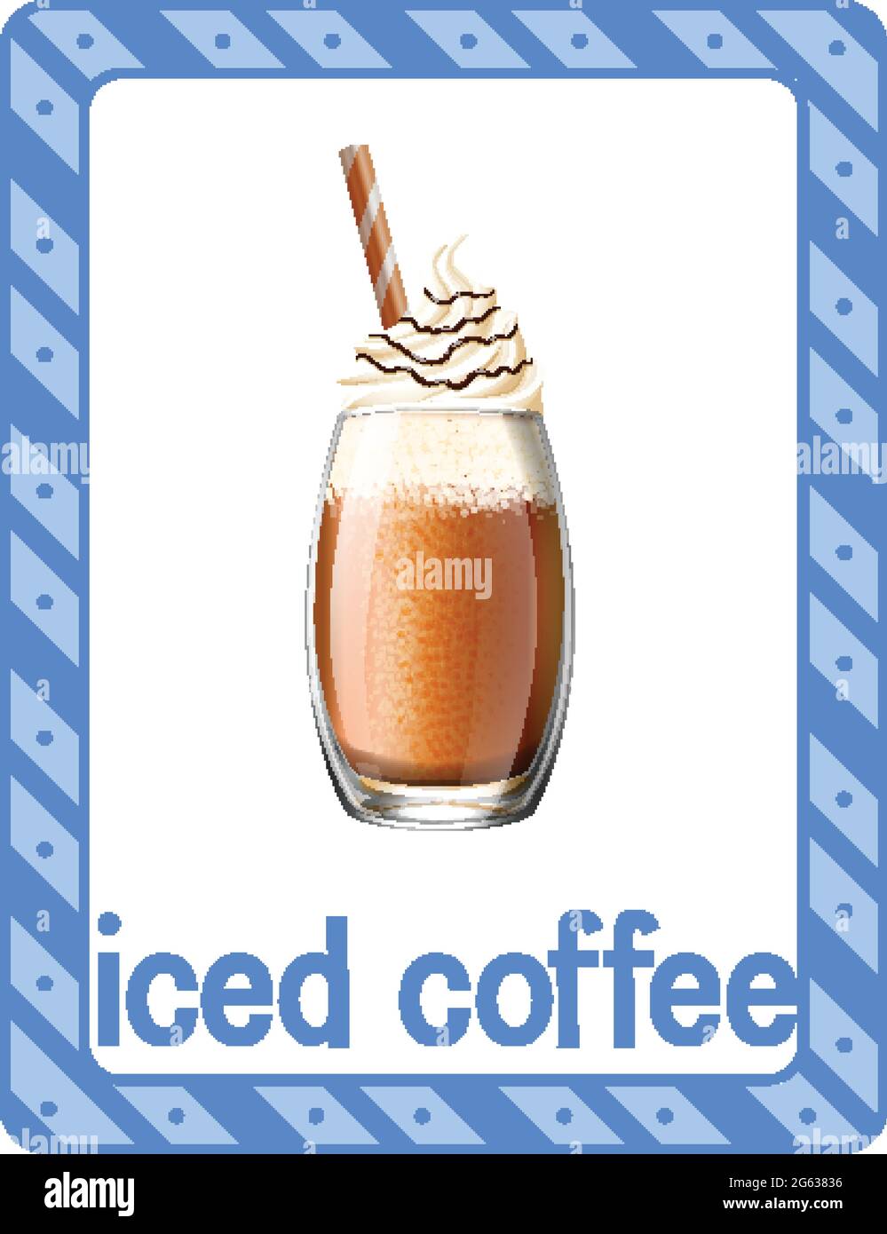 Vocabulary flashcard with word Iced coffee illustration Stock Vector ...