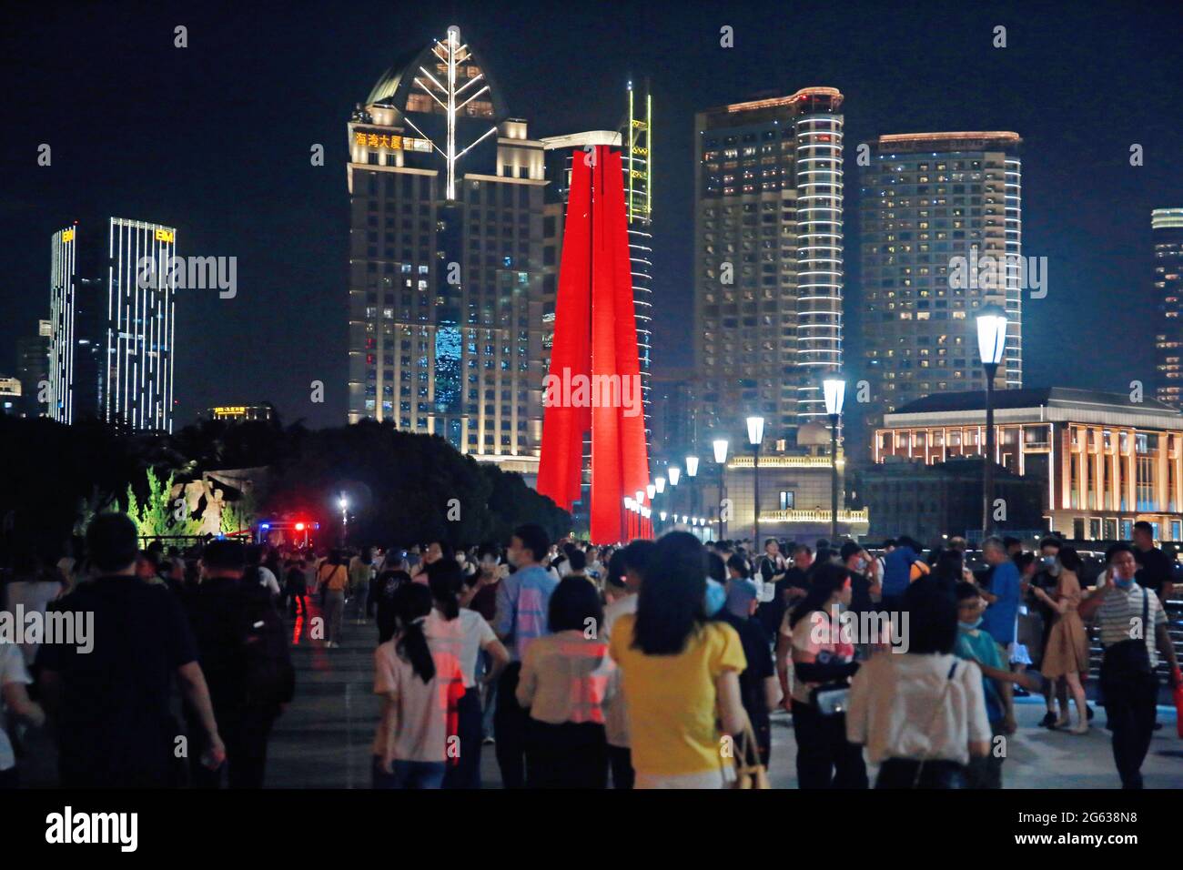 Shanghai, China. July 2 2021: The Bund-themed light show in Shanghai ...