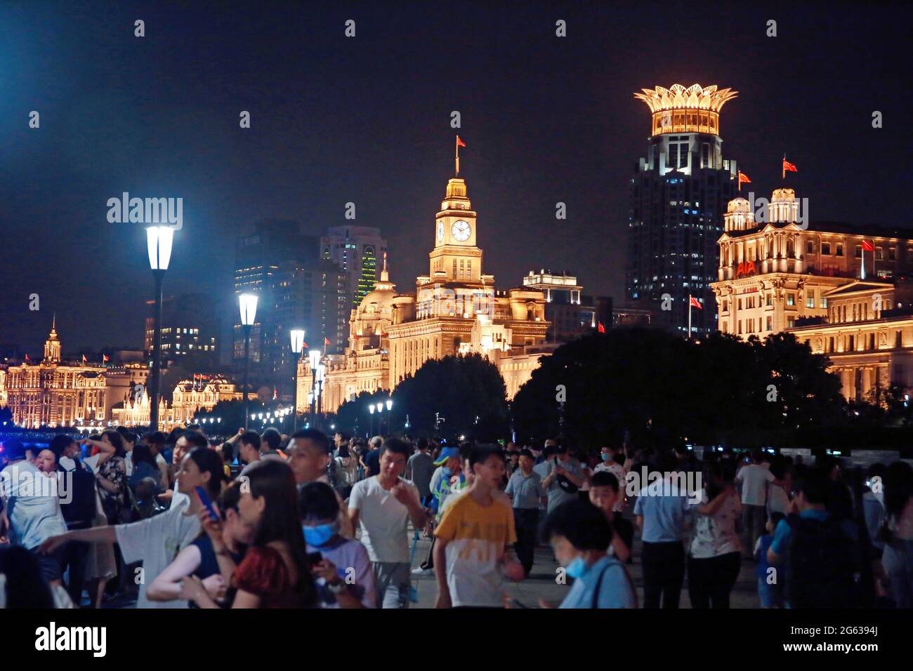 Shanghai, China. July 2 2021: The Bund-themed light show in Shanghai ...