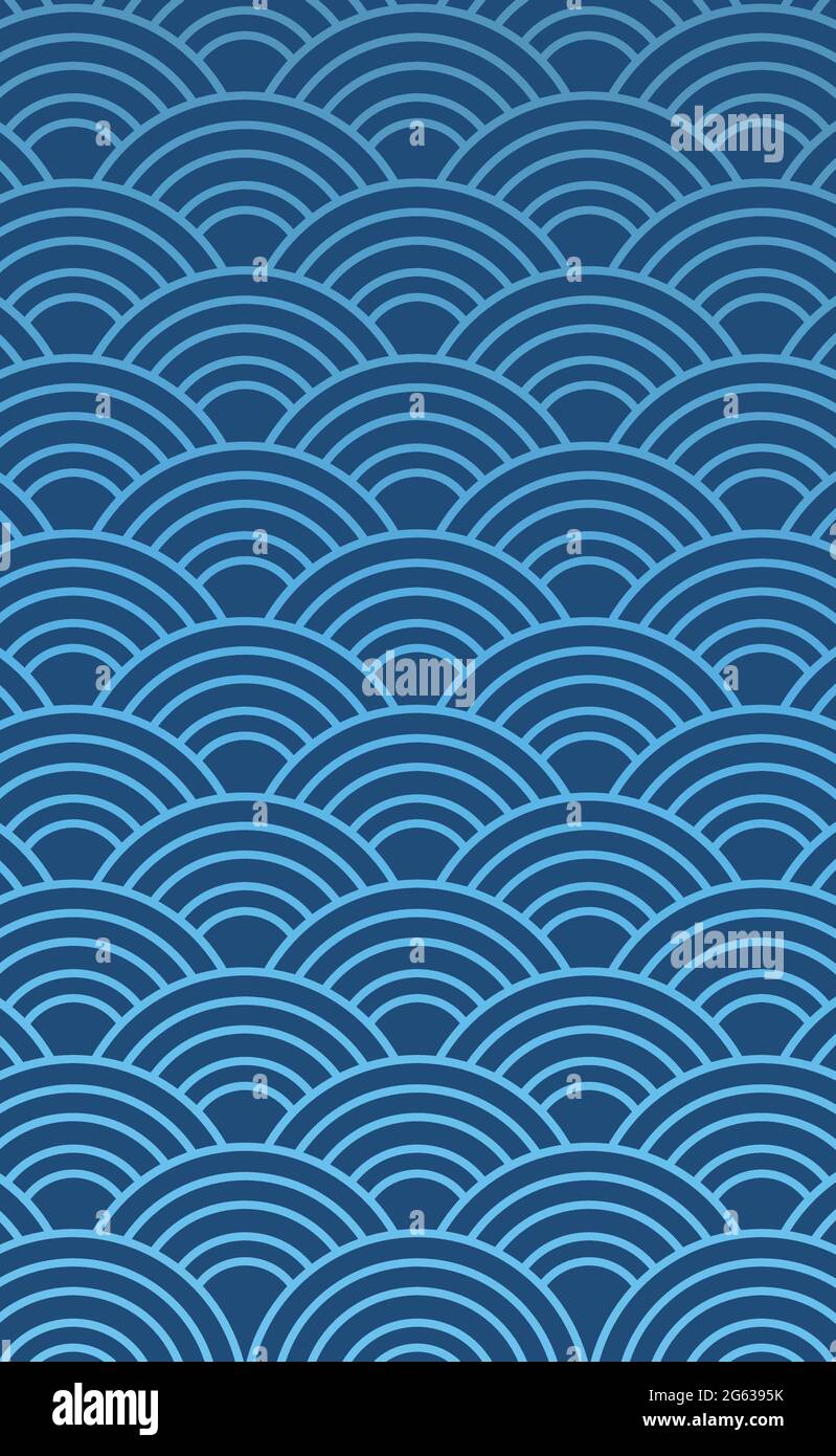 Semicircular repeating ornament, blue abstract background pattern ...