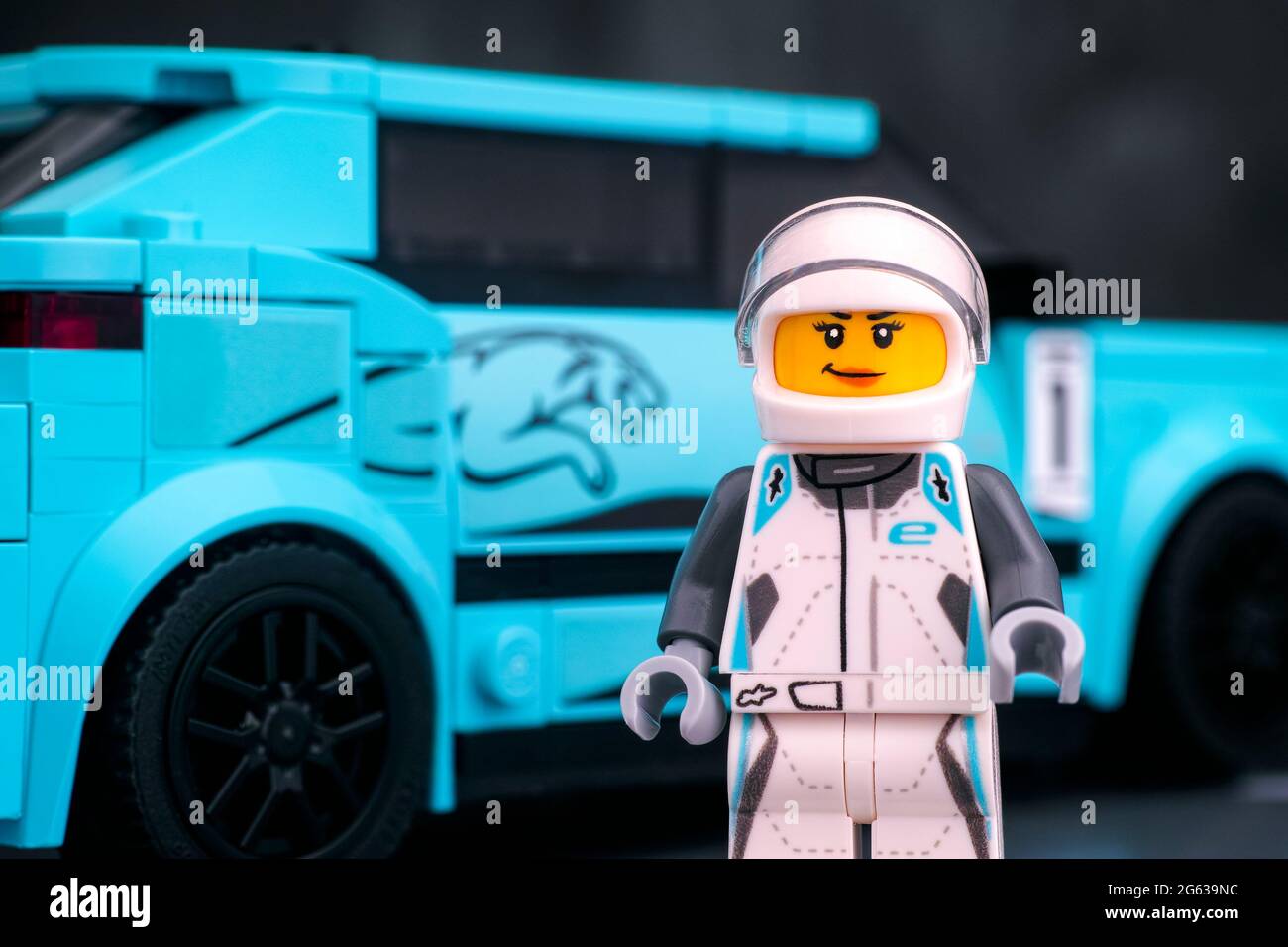 Tambov, Russian Federation - February 19, 2020 Lego Jaguar I-PACE ...