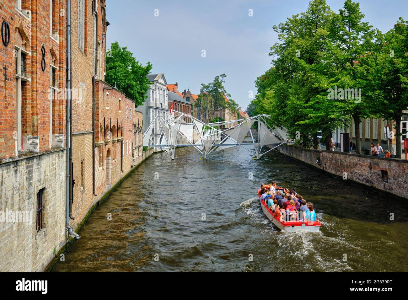 Tourist boat in canal. Brugge Bruges, Belgium Stock Photo - Alamy