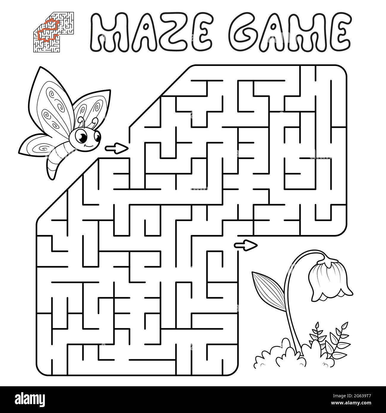 Maze puzzle game for children. Outline maze or labyrinth game with ...