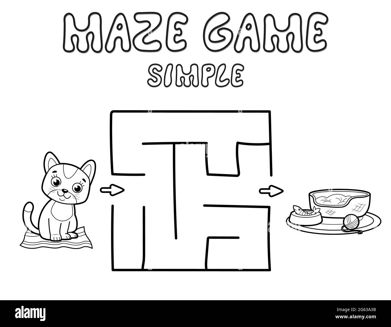 Simple Maze puzzle game for children. Outline simple maze or labyrinth ...