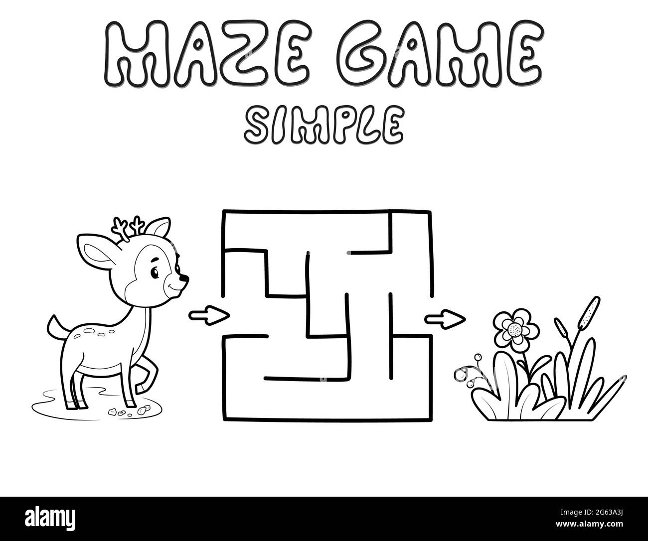 Simple Maze puzzle game for children. Outline simple maze or labyrinth ...