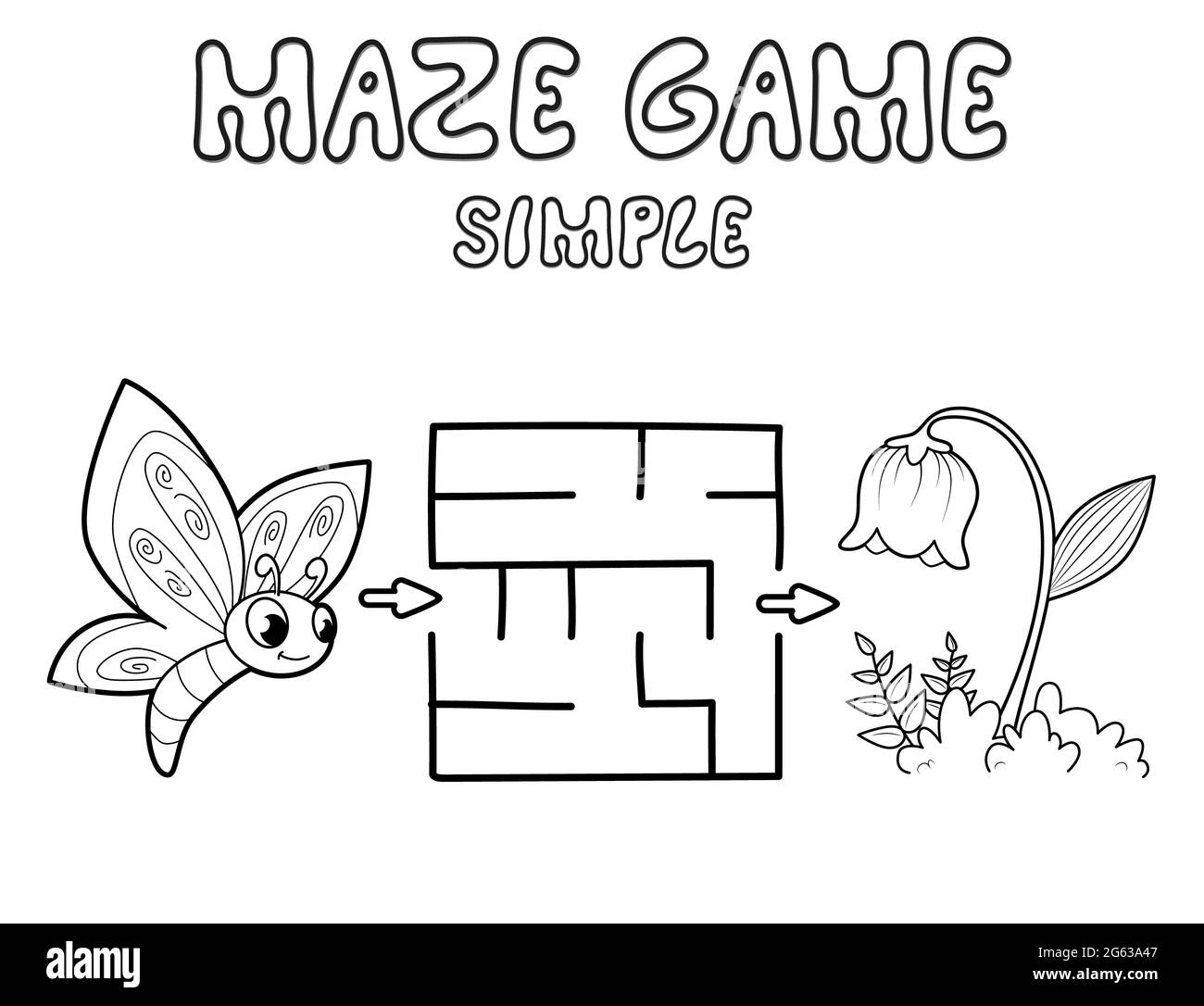 Simple Maze puzzle game for children. Outline simple maze or labyrinth ...