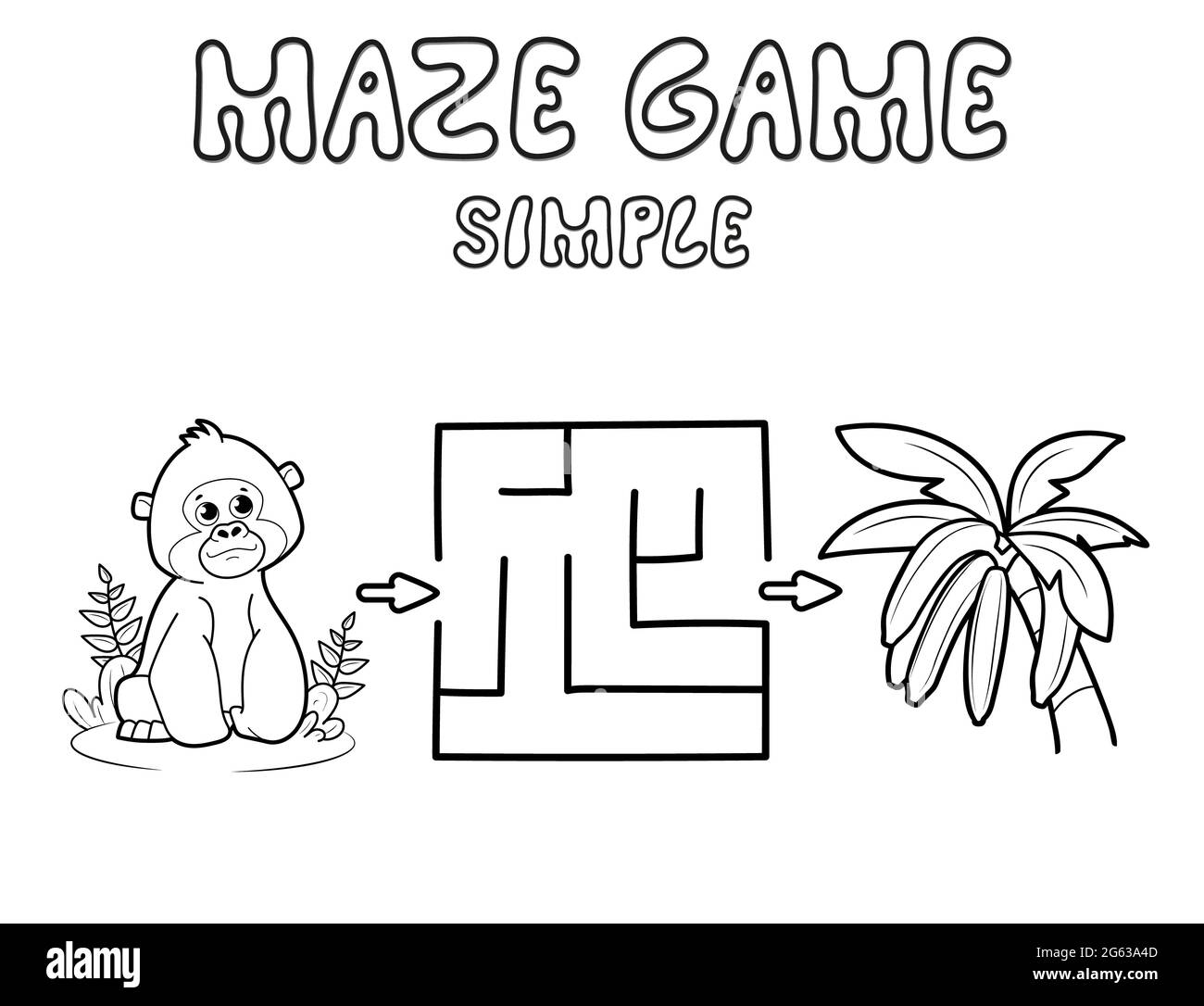 Simple Maze puzzle game for children. Outline simple maze or labyrinth ...
