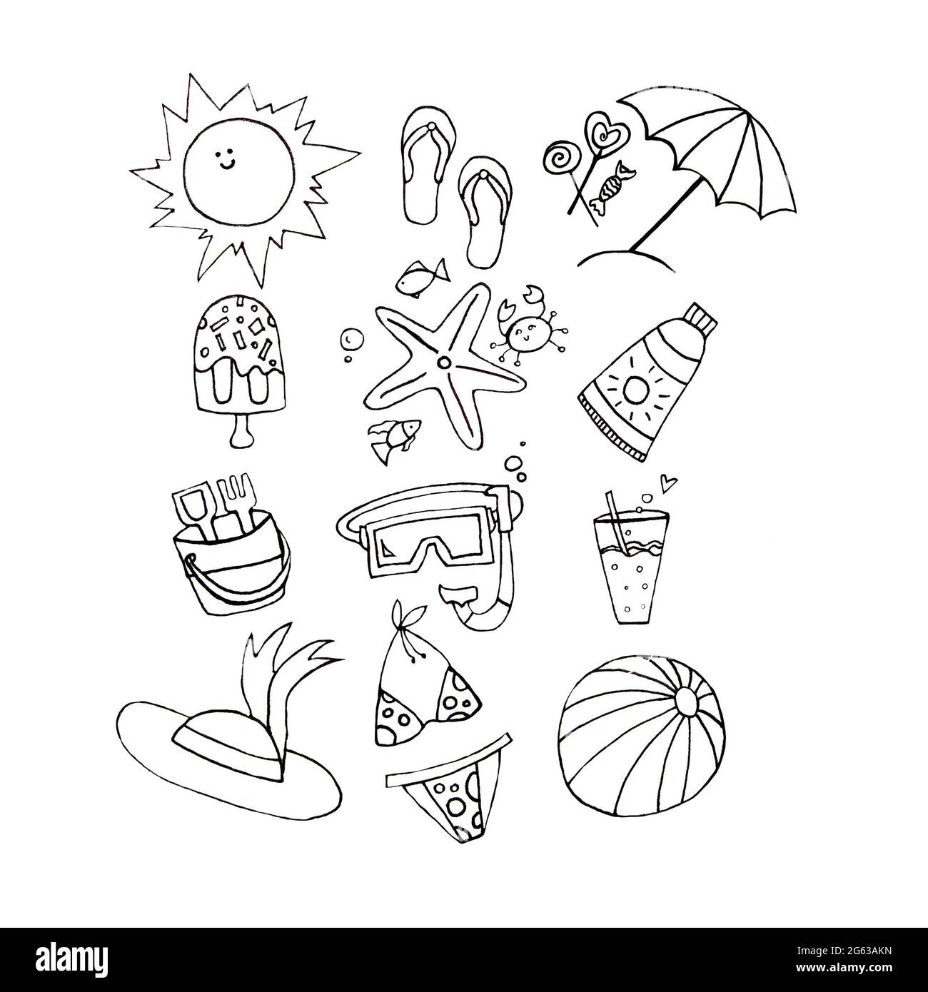 Summer concept line icons Cut Out Stock Images & Pictures - Alamy