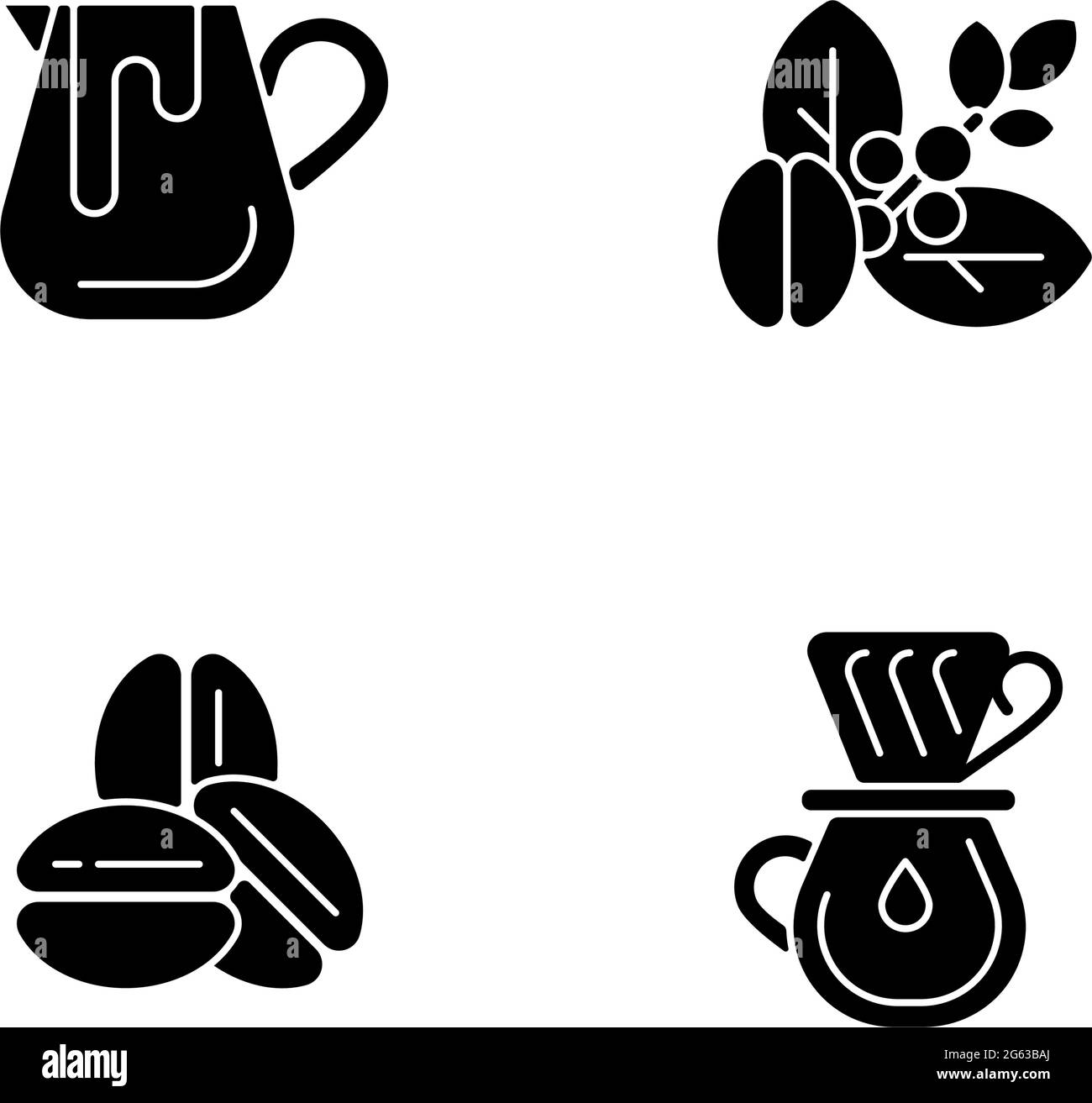 Coffee preparation black glyph icons set on white space Stock Vector ...