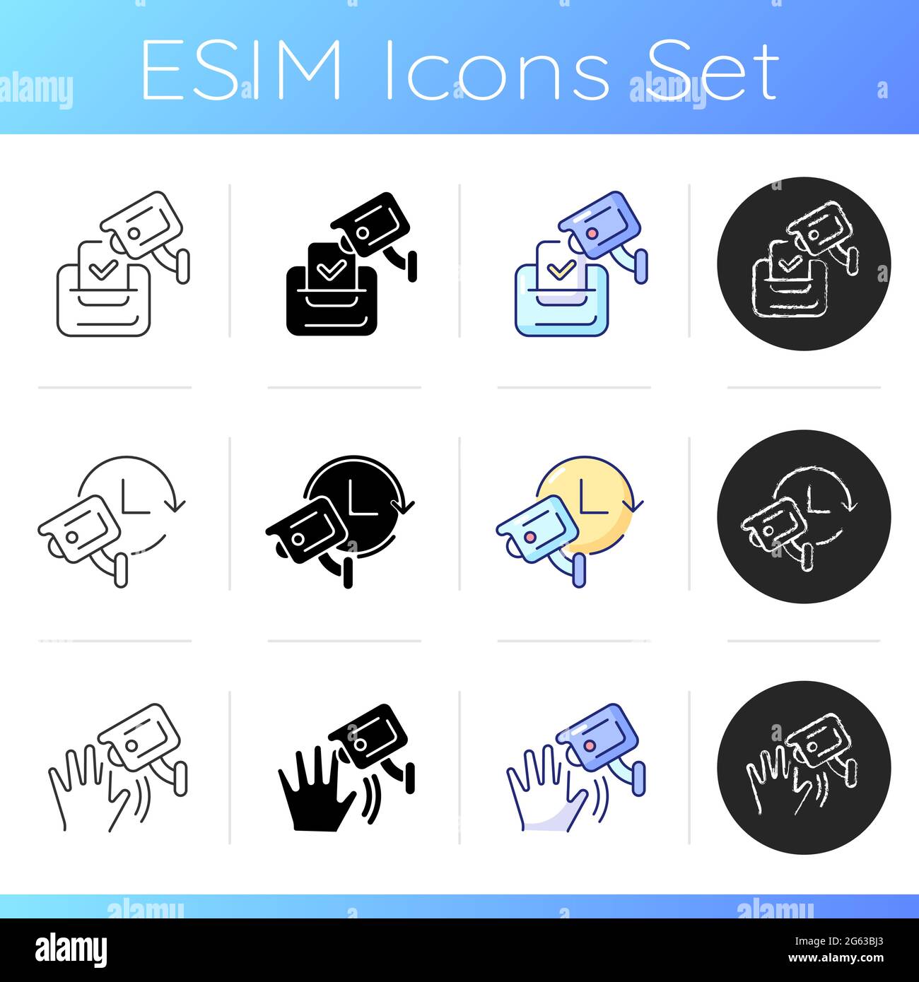 Surveillance camera usage icons set Stock Vector Image & Art - Alamy