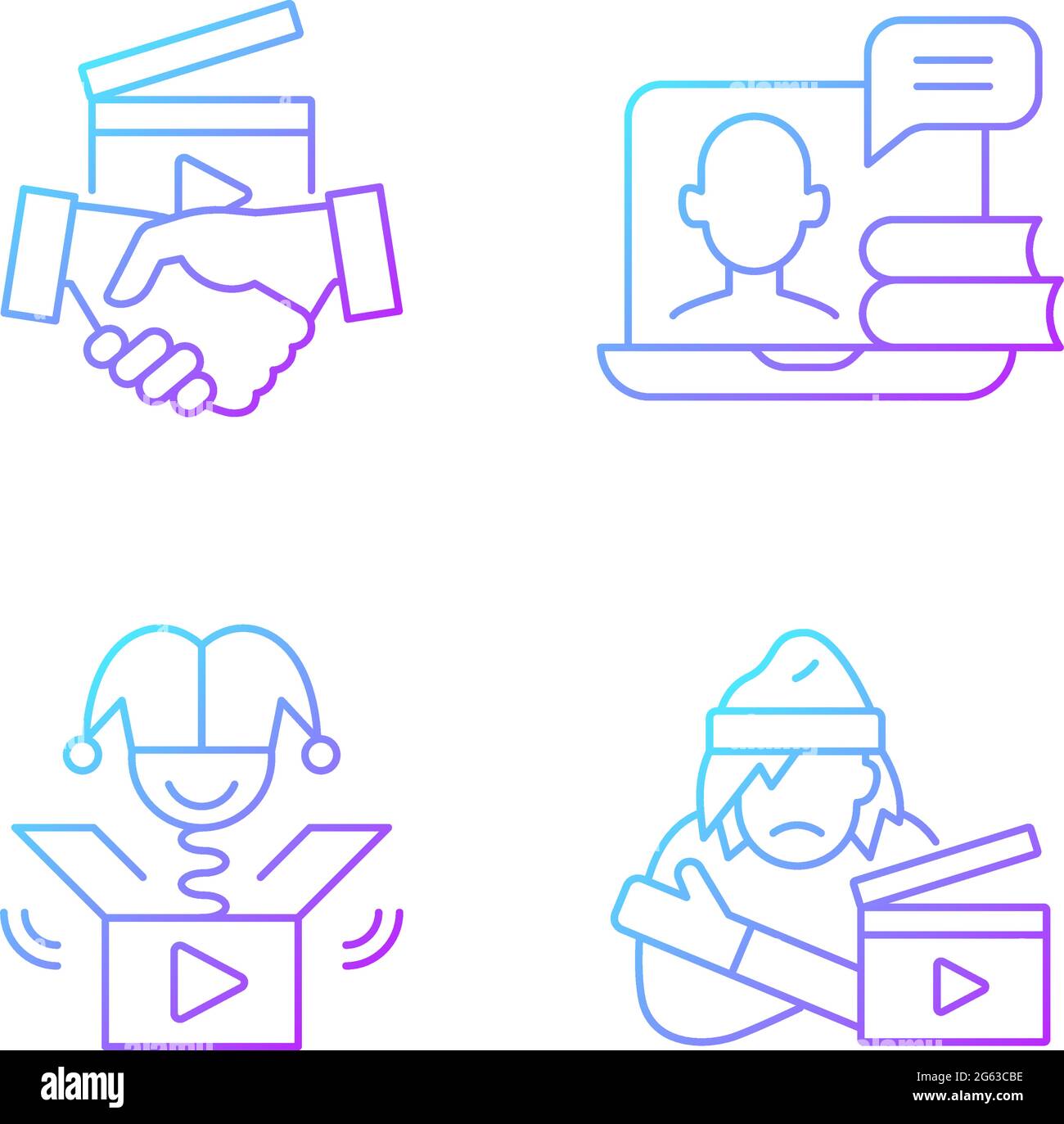 Different Video Gradient Linear Vector Icons Set Stock Vector Image