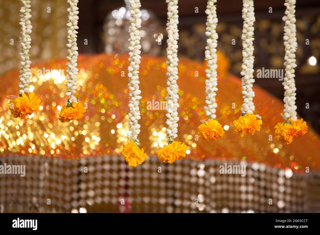 Decorative chains for Hindu wedding decoration with flowers Stock Photo ...