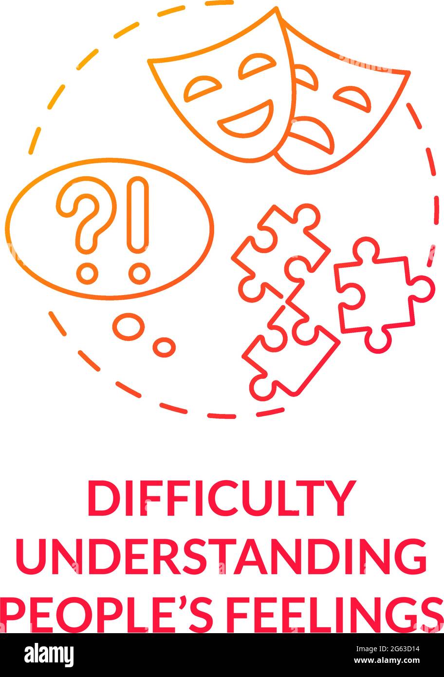 Difficulty understanding people feelings concept icon Stock Vector ...