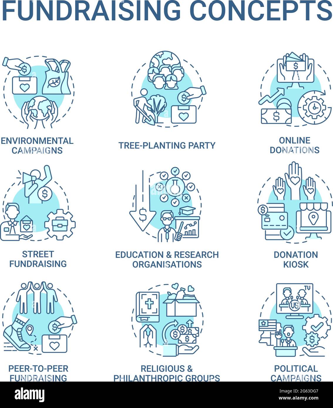 Fundraising concept icons set Stock Vector Image & Art - Alamy