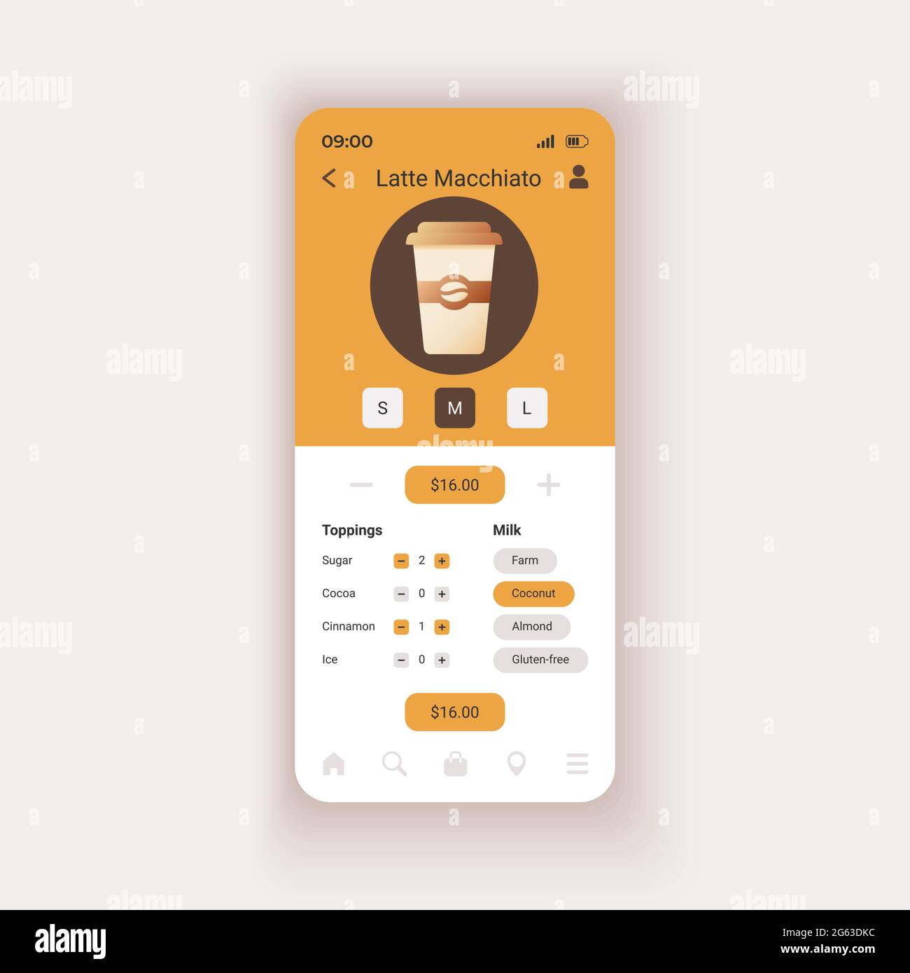 Coffee beverages serving smartphone interface vector template Stock Vector Image & Art - Alamy