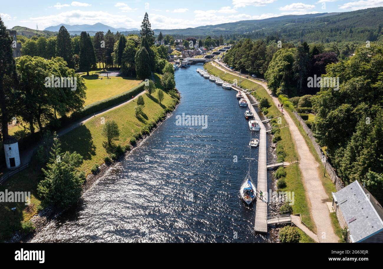 Aerial view great glen way caledonian canal hi-res stock photography ...