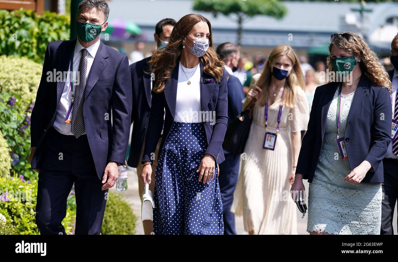 The Duchess of Cambridge during her visit on day five of Wimbledon at ...