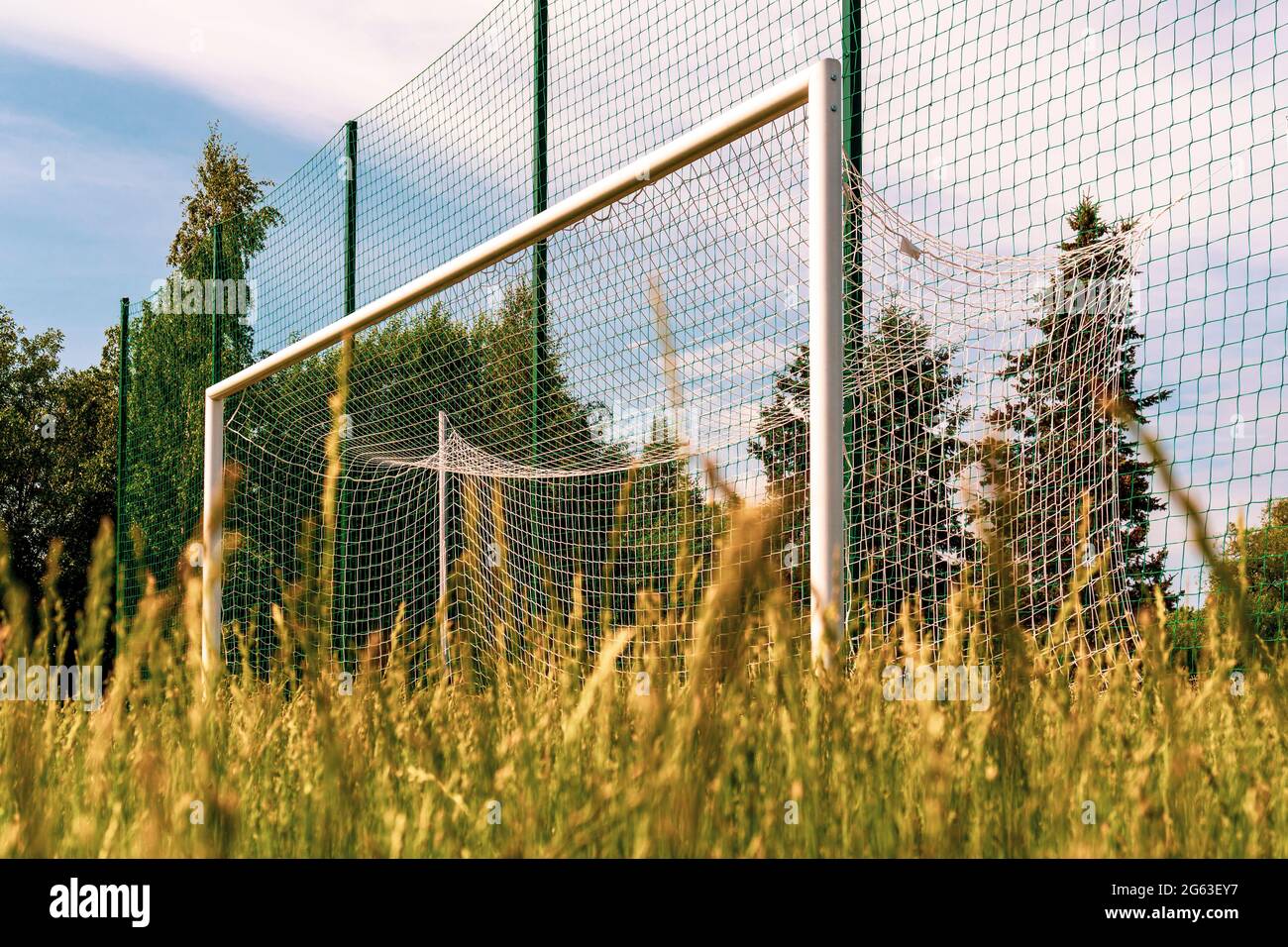 Football pitch goal low angle hi-res stock photography and images - Alamy