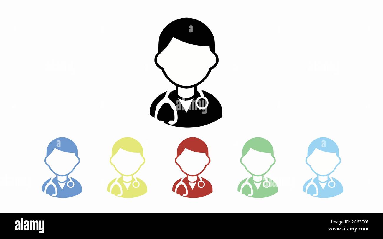 Doctor Icon Set. Vector isolated flat illustration set of a doctor ...