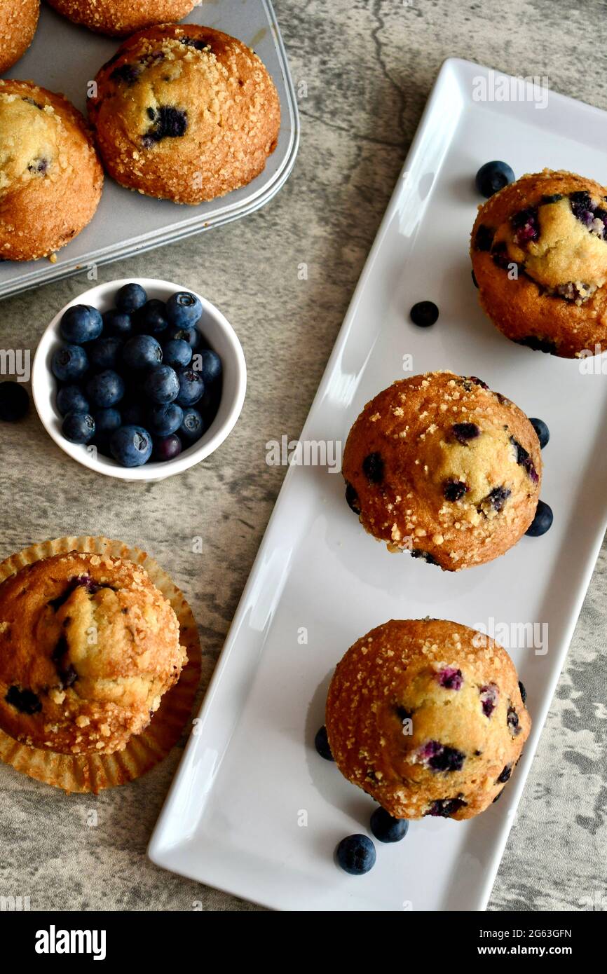 Blueberry muffins and coffee Stock Photo - Alamy