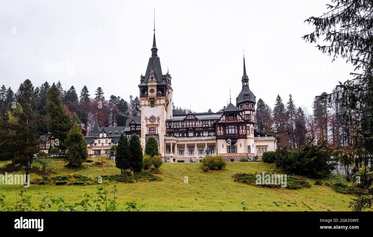 Famous Peles Castle in Romania Stock Photo - Alamy