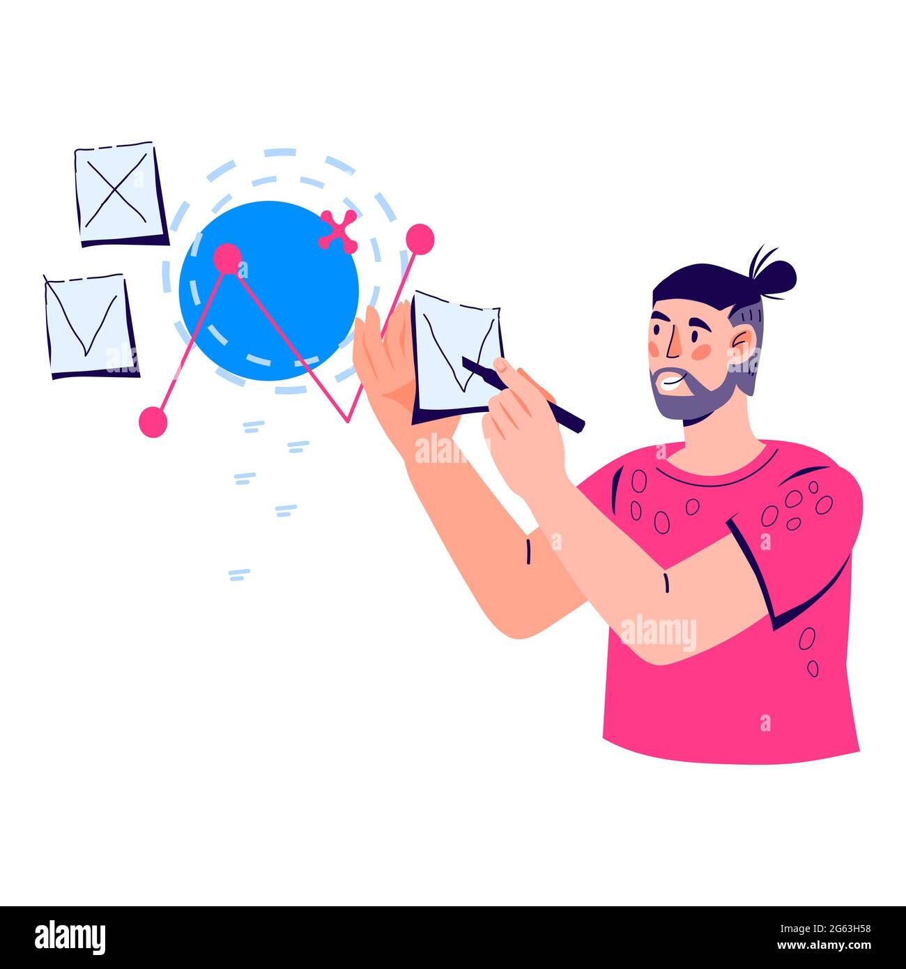 Successful businessman working with charts and making notes. Marketing ...