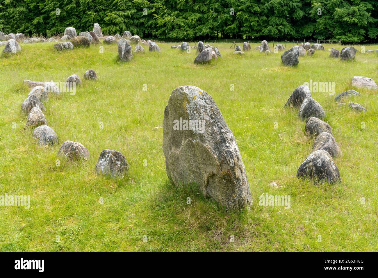 A stone circle at the major Viking burial site in Lindholm Hills in ...