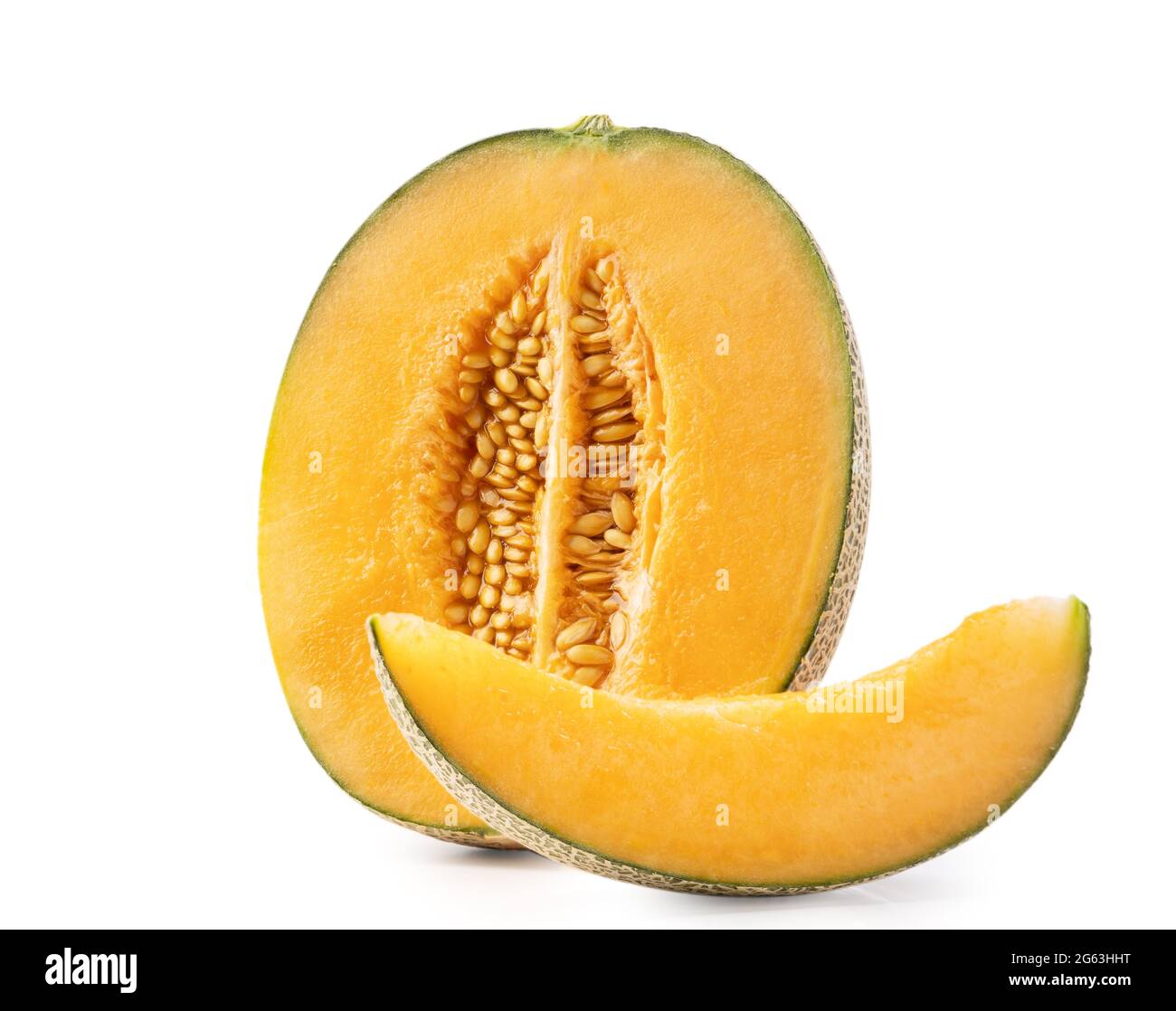 Close up of beautiful tasty sliced juicy cantaloupe melon, muskmelon ...