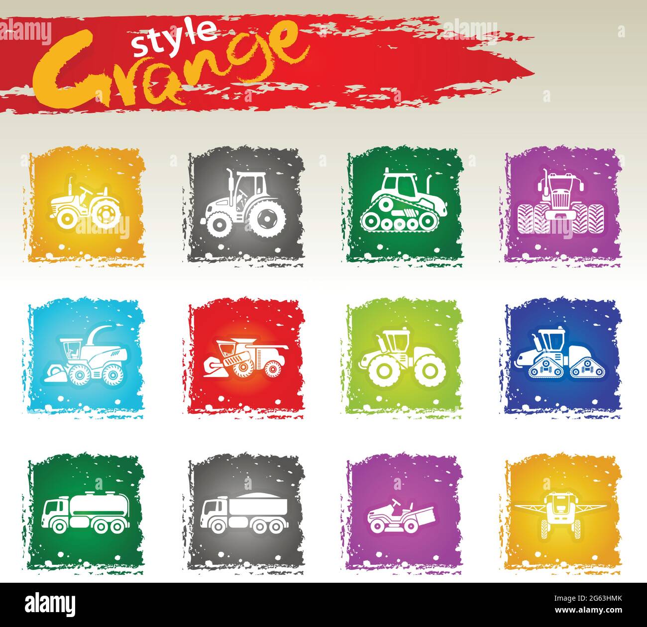 Agricultural vehicles icons set Stock Vector Image & Art - Alamy