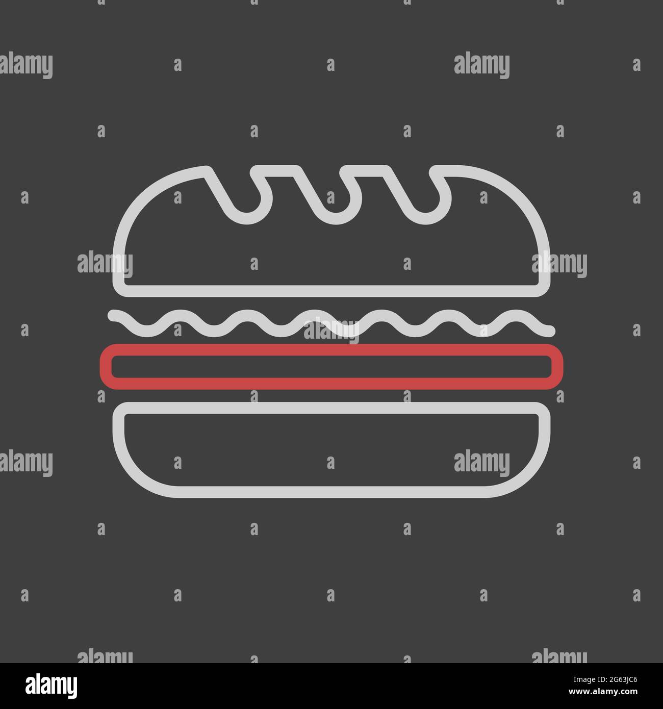 Subway Sandwich vector icon on dark background. Fast food sign. Graph ...