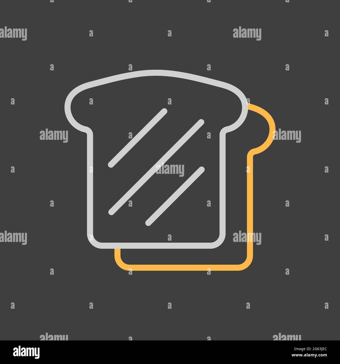 Bread, Toast vector icon on dark background. Fast food sign. Graph ...
