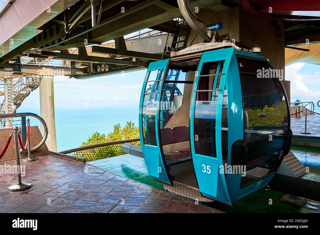 The departure point of the cable car in the amusement park Stock Photo ...