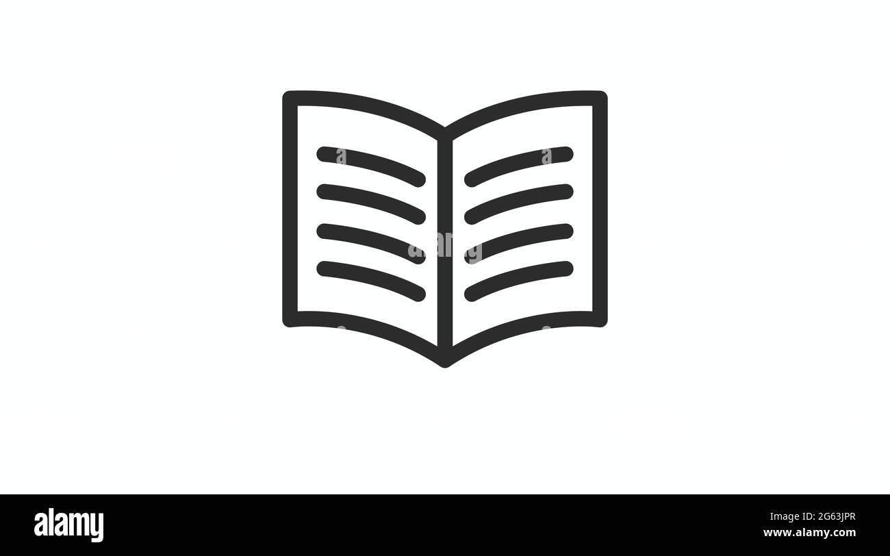 Book Icon. Vector isolated black and white linear illustration of a ...