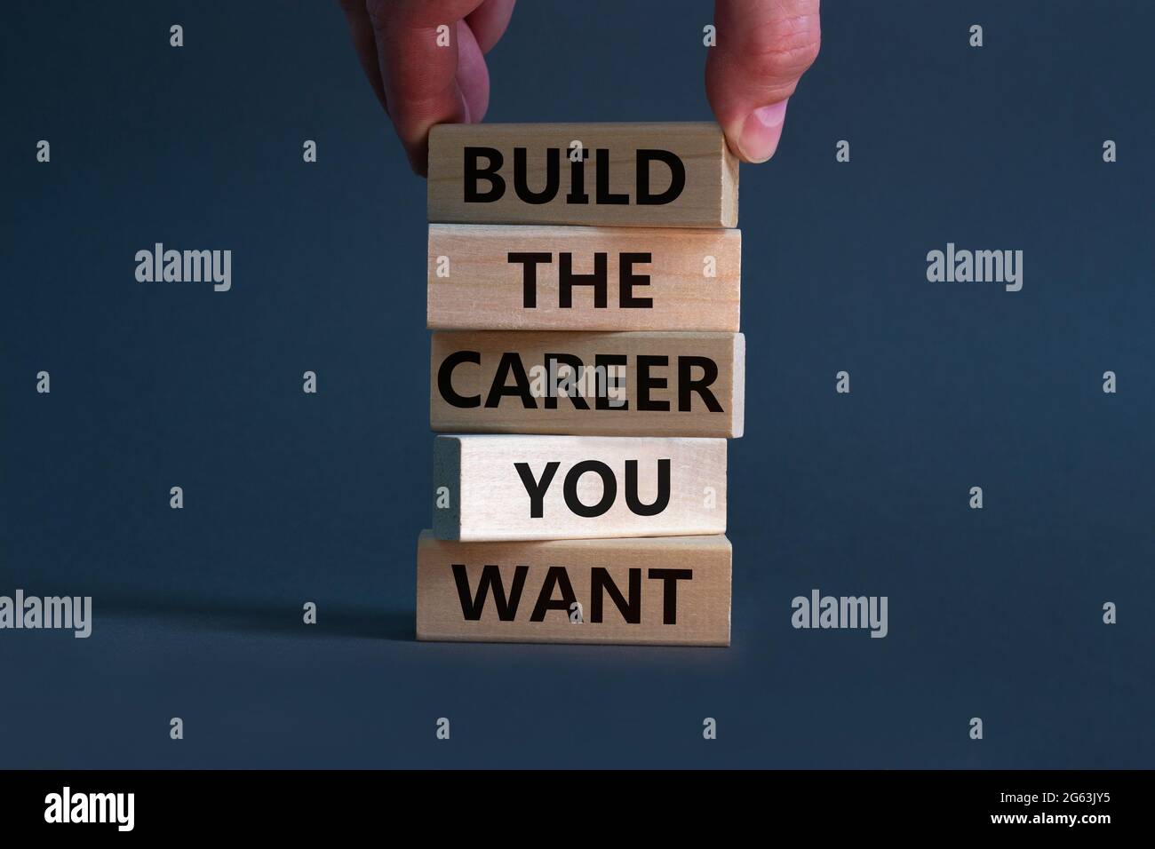 Build good career symbol. Wooden blocks with words 'build the career ...